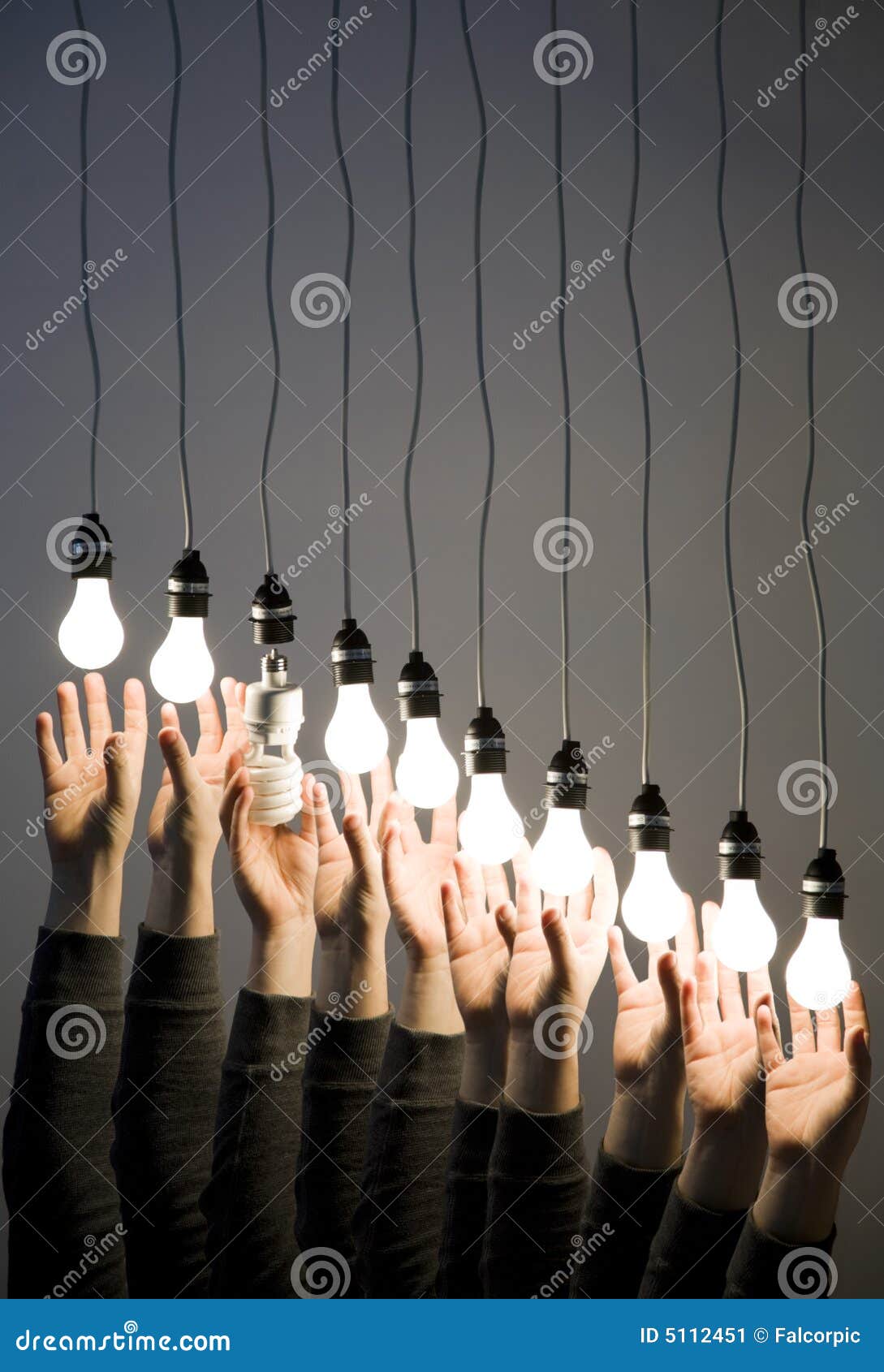 Hands Reaching for Light Bulbs Stock Image - Image of reaching, bulbs ...