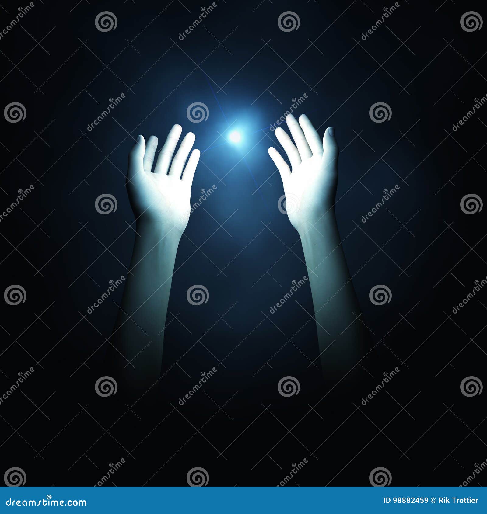 Hands reaching for a light stock illustration. Illustration of soul ...