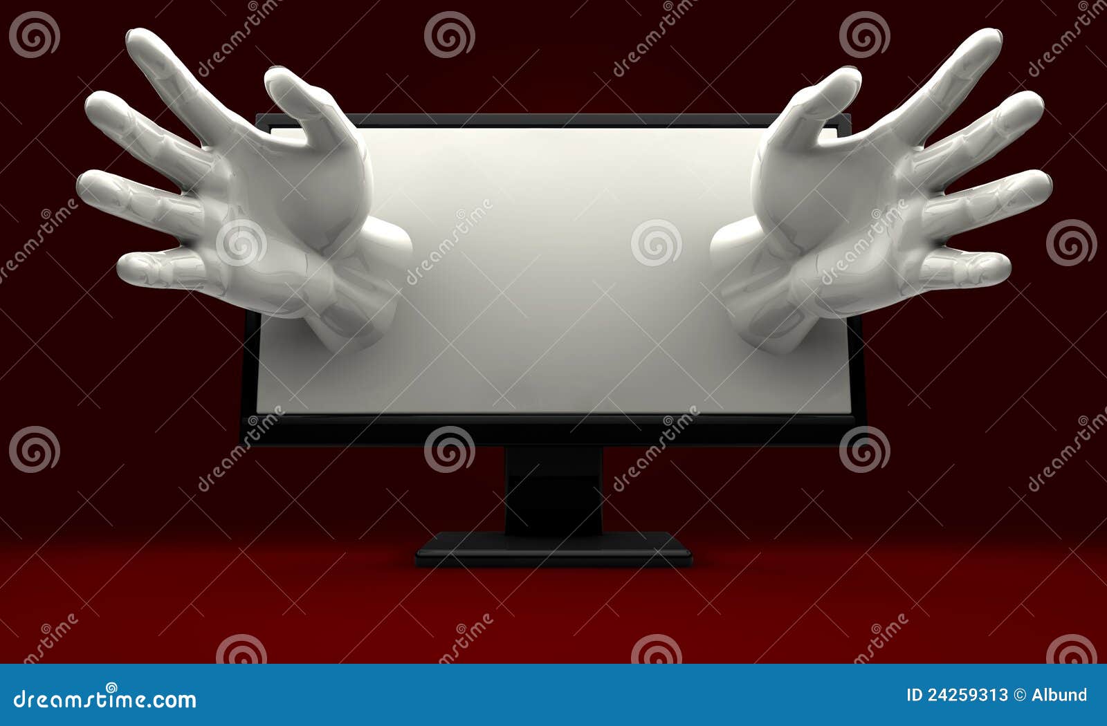 Hands Reaching Out of Computer Monitor Stock Illustration ...
