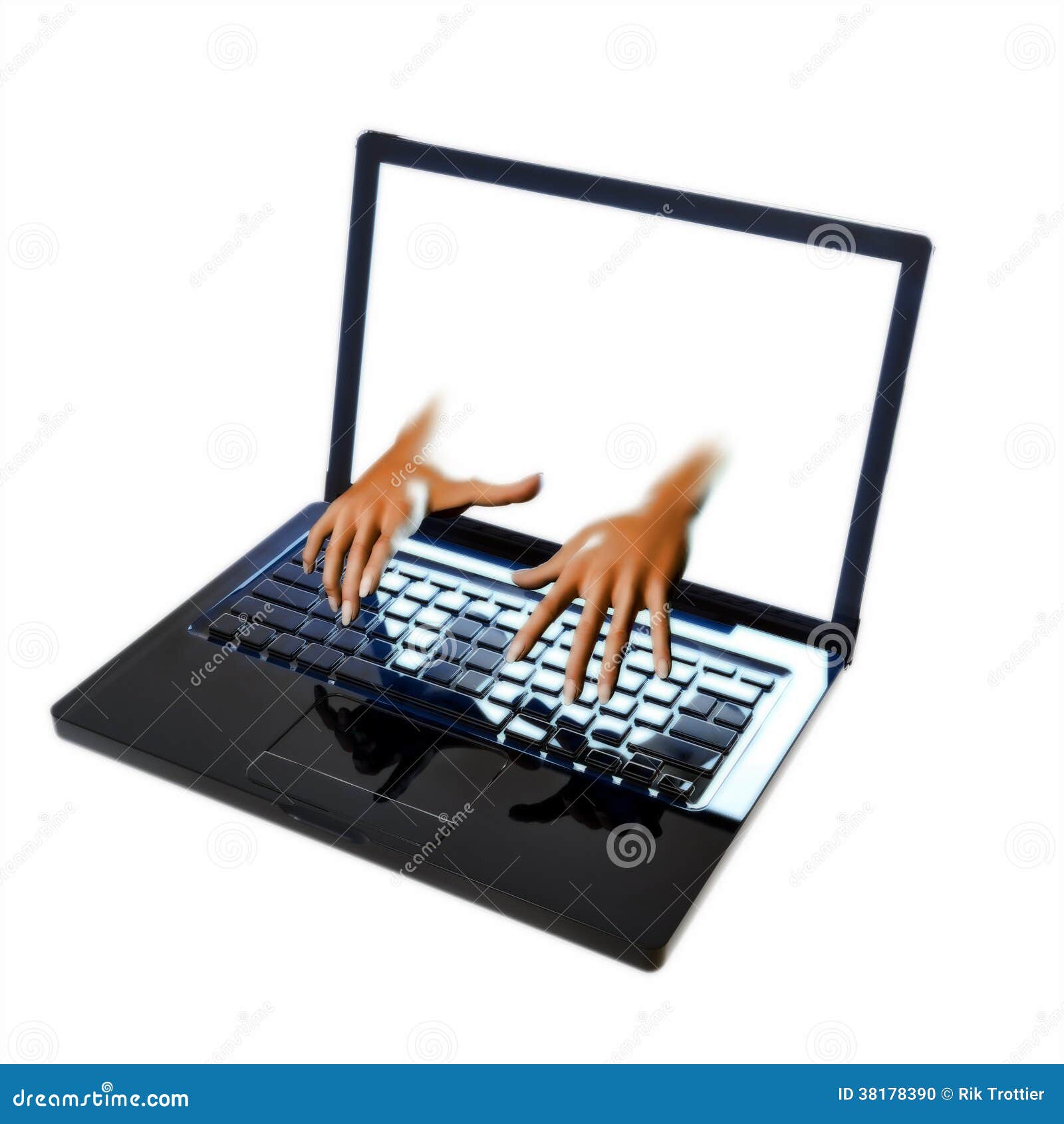 Hands Reaching Out of Laptop Screen Stock Illustration - Illustration ...