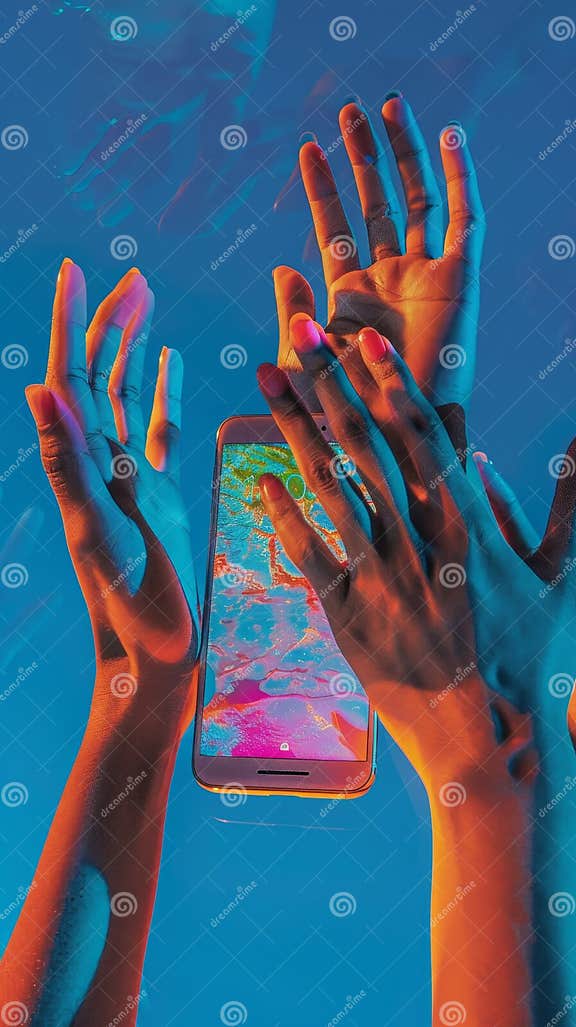 Hands Reaching Out from a Smartphone Screen, Representing the ...