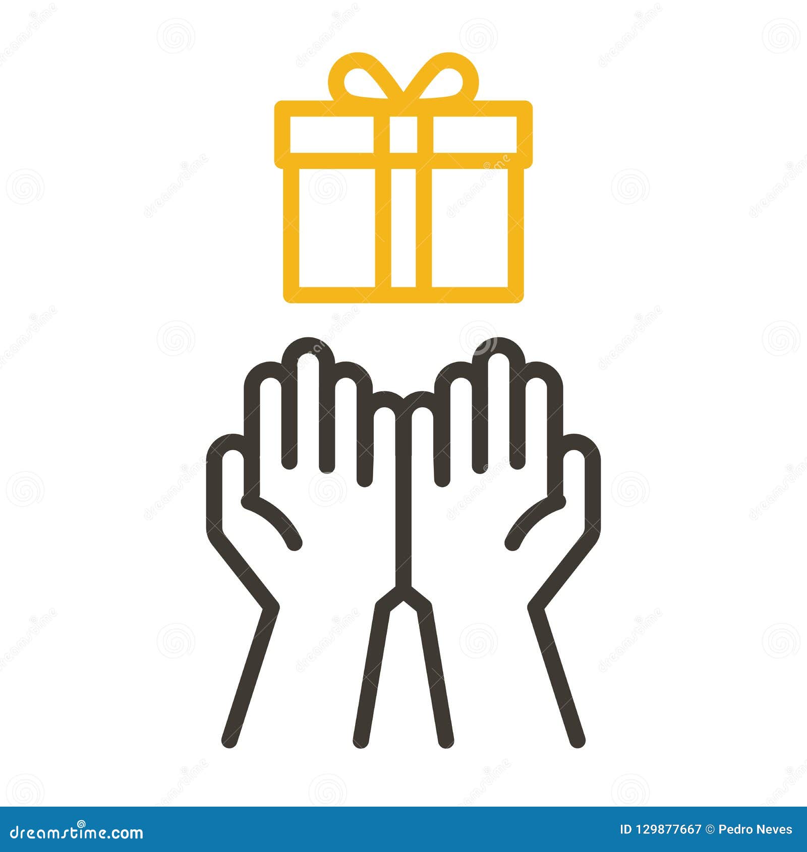 Hands Receiving Gift Icon. Vector Thin Line Illustration Stock Vector ...