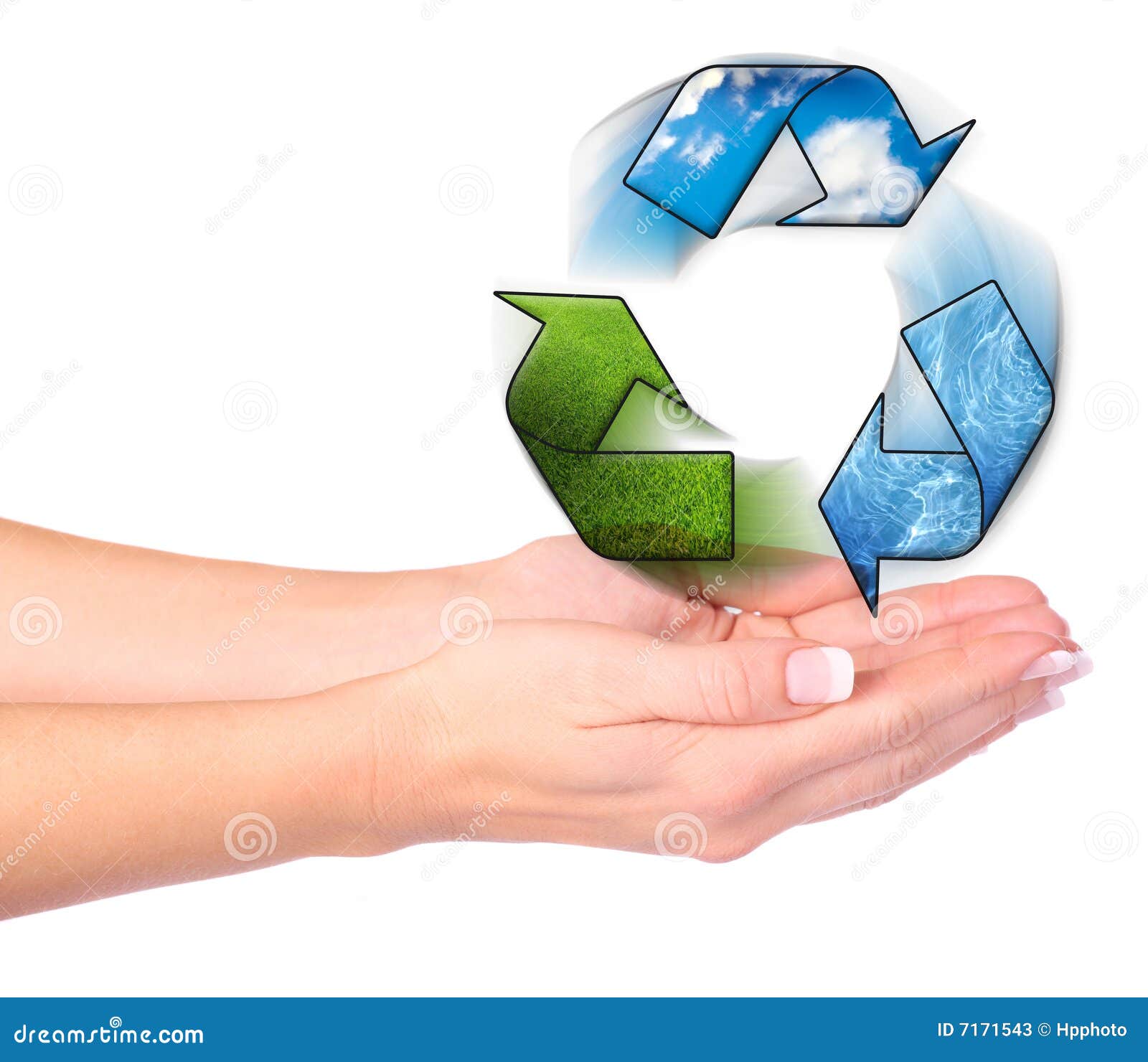 Hands and recycling symbol stock image. Image of nature - 7171543