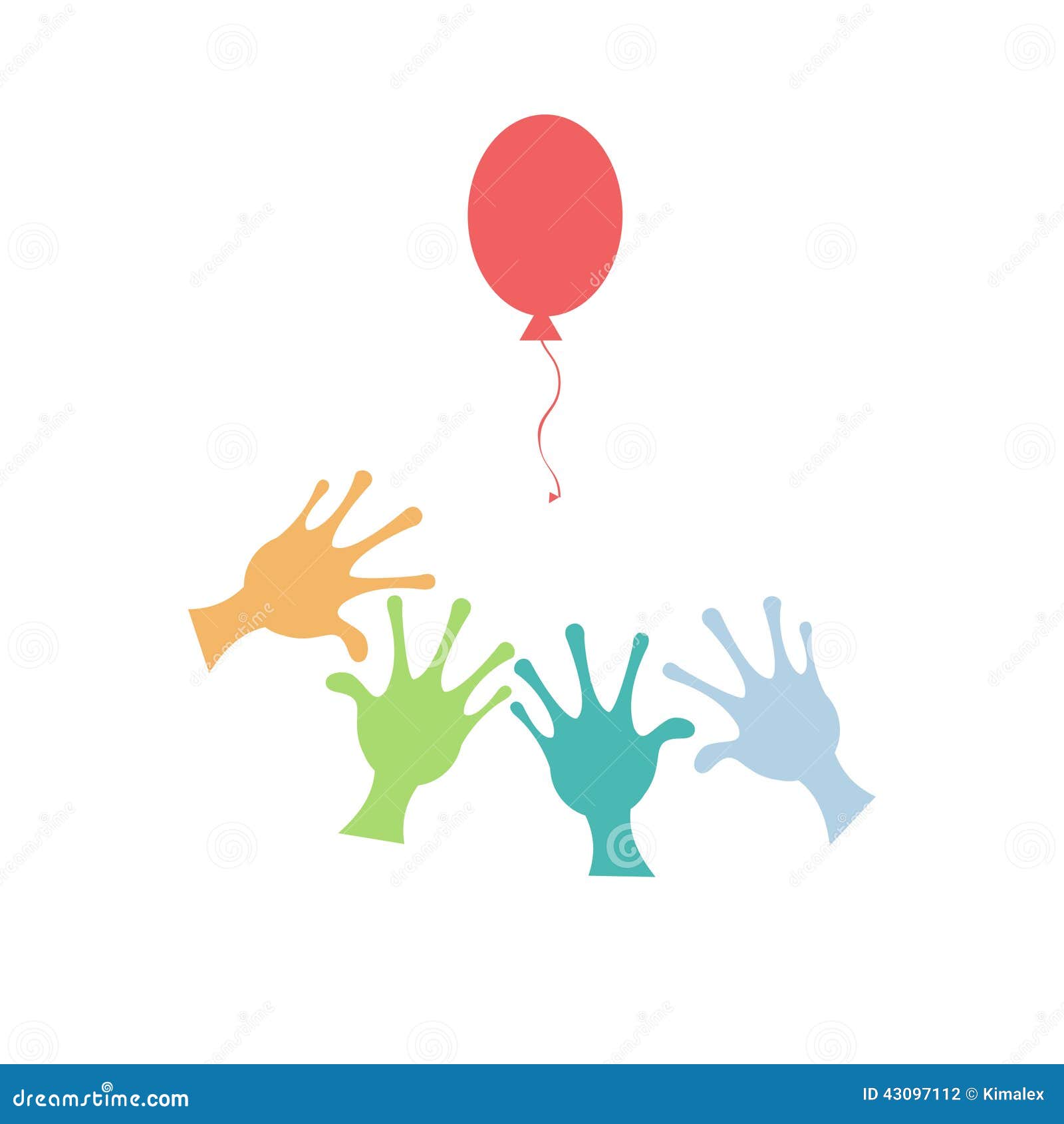 Hands and red balloon stock vector. Illustration of hand - 43097112
