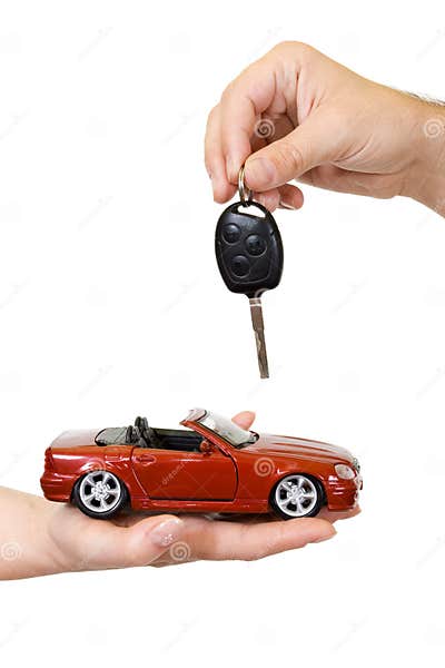 Hands with red car and key stock photo. Image of insurance - 7120700