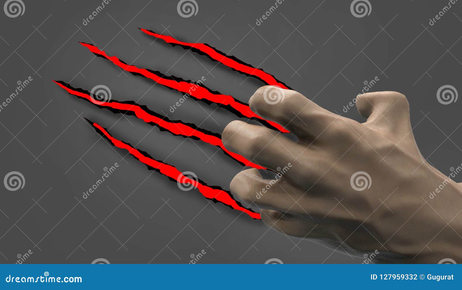 Hands Red Claw Ghost and Wall on Background Stock Illustration ...
