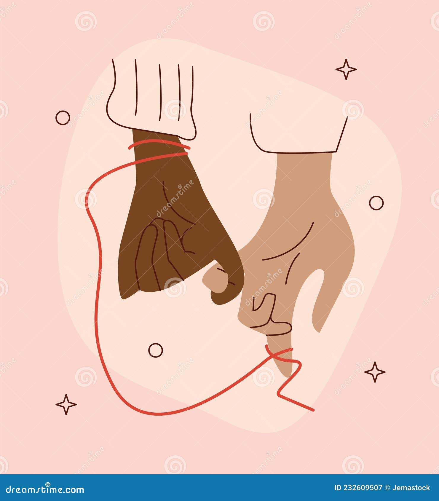 Hands Red String of Destiny Stock Vector - Illustration of vector ...