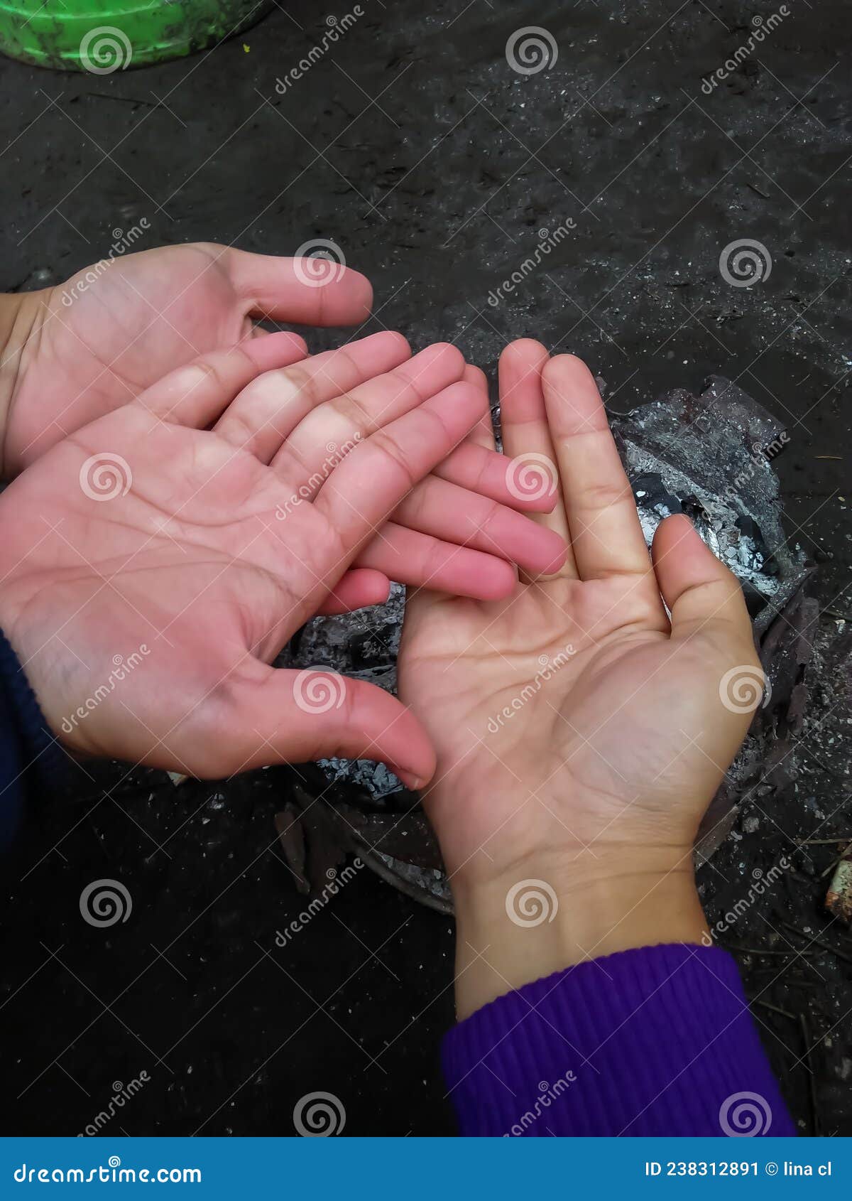 Hands Reddened from the Cold while on Top of the Mountain Stock Image ...