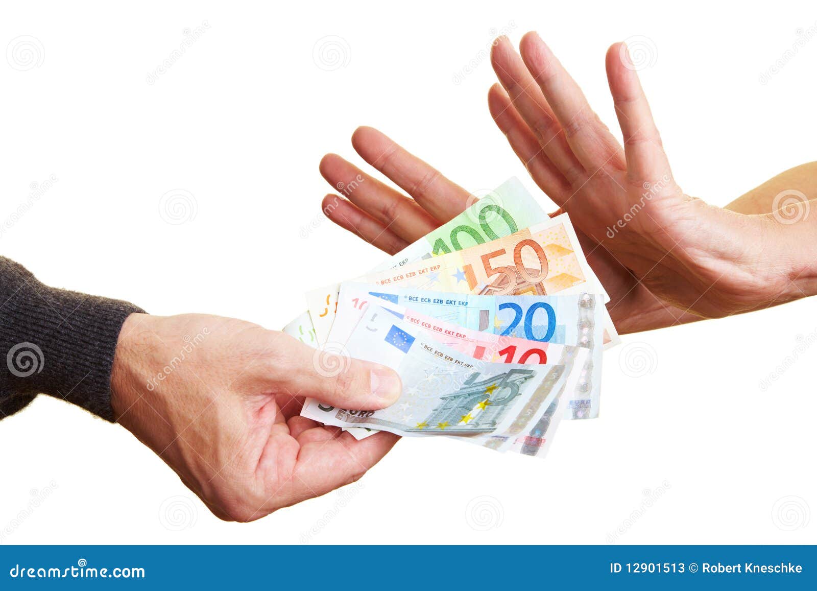 Hands rejecting money stock image. Image of lend, alms - 12901513