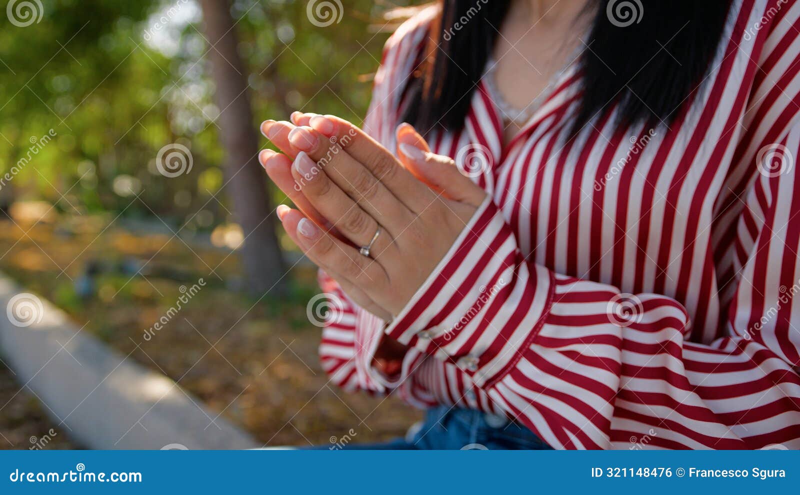 Hands of a Religious Woman Praying Stock Photo - Image of religious ...