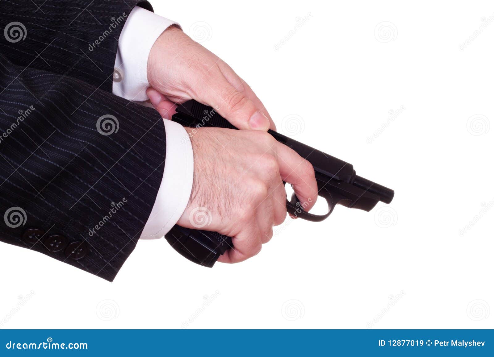 Hands reload pistol stock image. Image of arsenal, grease - 12877019