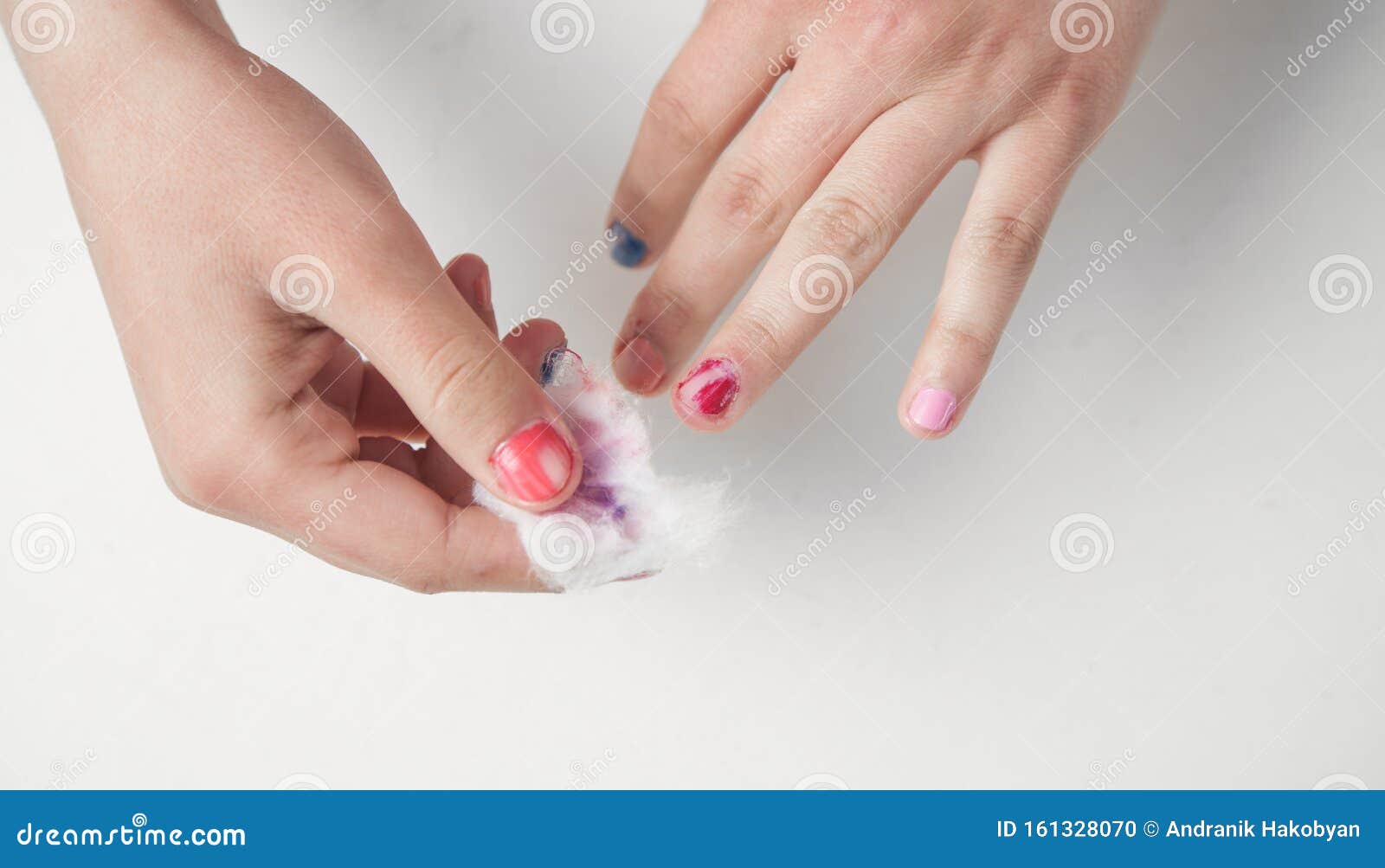 Hands Remove the Manicure on Fingernails Stock Photo - Image of ...