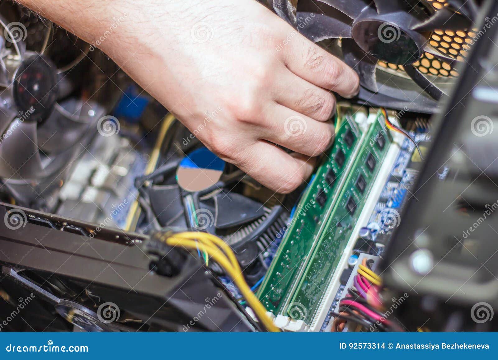 Hands Repair Computer Inside Stock Photo - Image of notebook, open ...