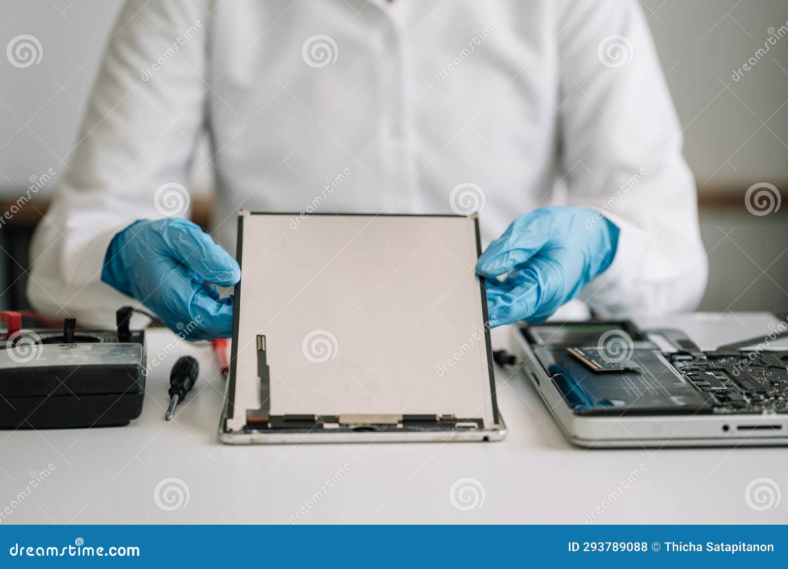 Hands Repairing Electronic Devices. Electronic Technician Stock Photo ...