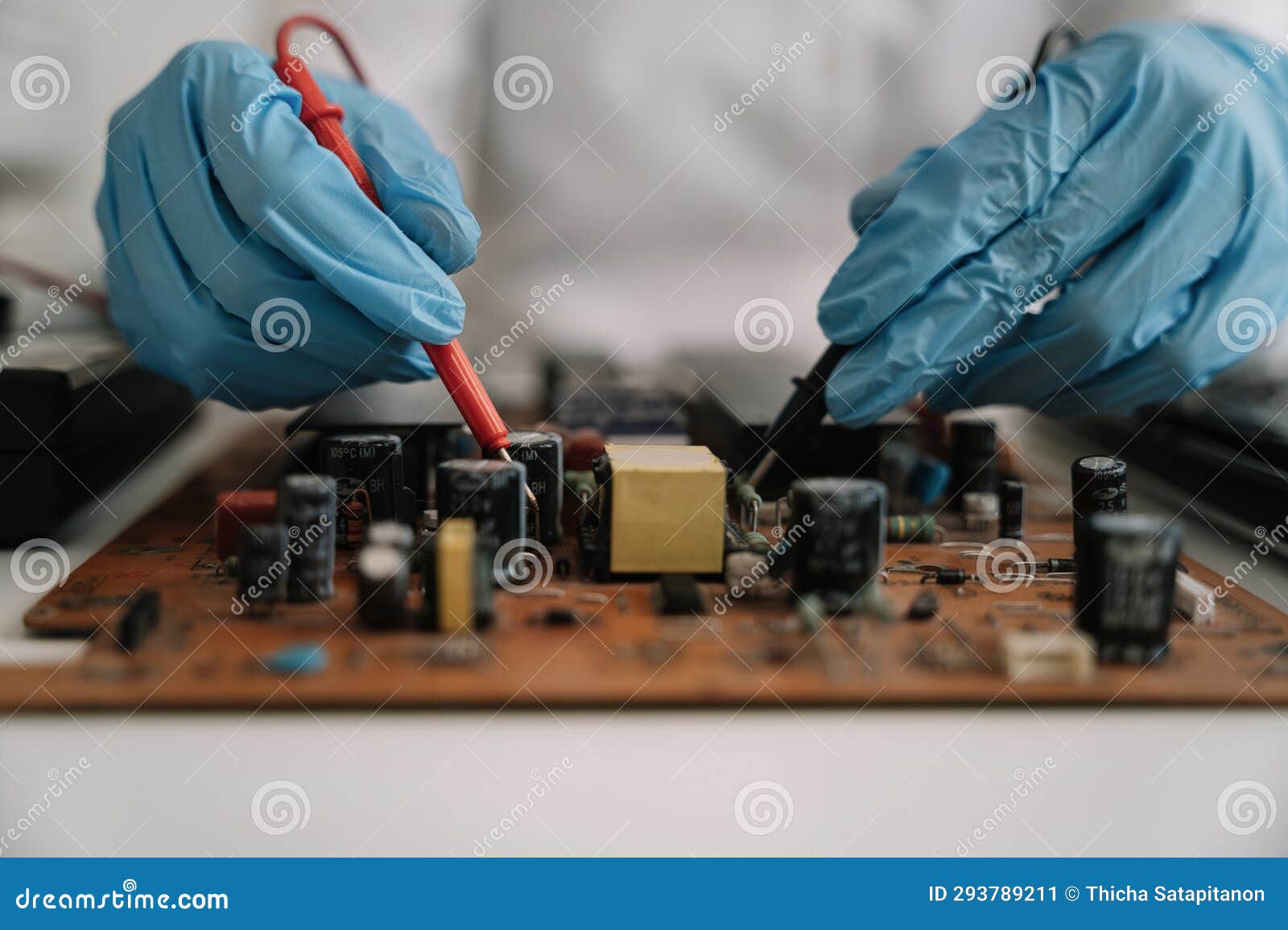 Hands Repairing Electronic Devices. Electronic Technician Stock Image ...