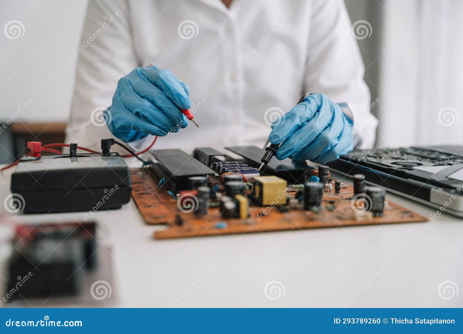 Hands Repairing Electronic Devices. Electronic Technician Stock Photo ...