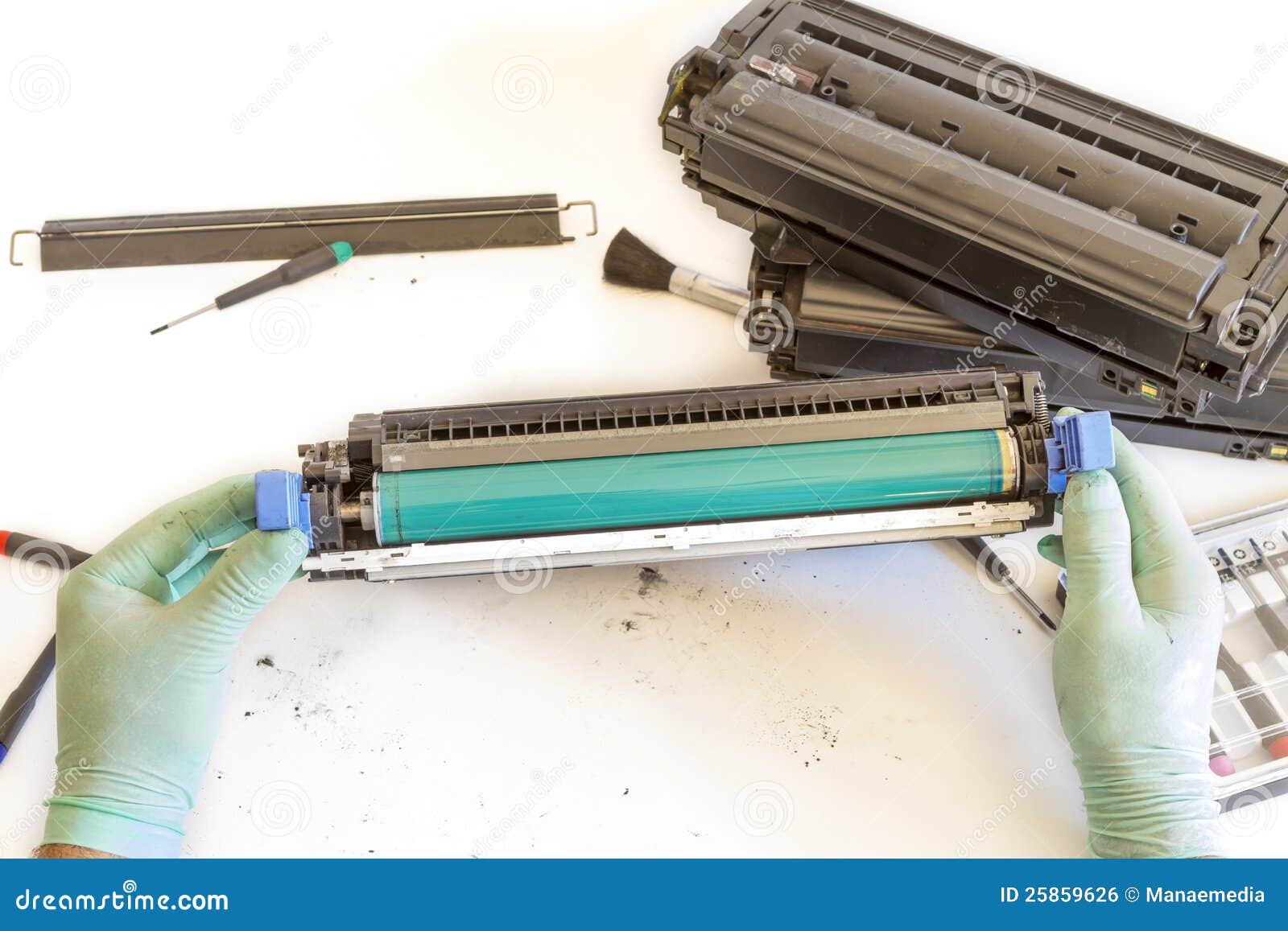 Hands Repairing Toner Cartridge Stock Photo - Image of isolated, black ...