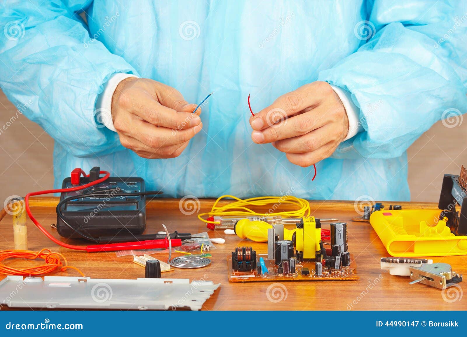 Hands Repairman Servicing Electronic Devices in Service Workshop Stock ...