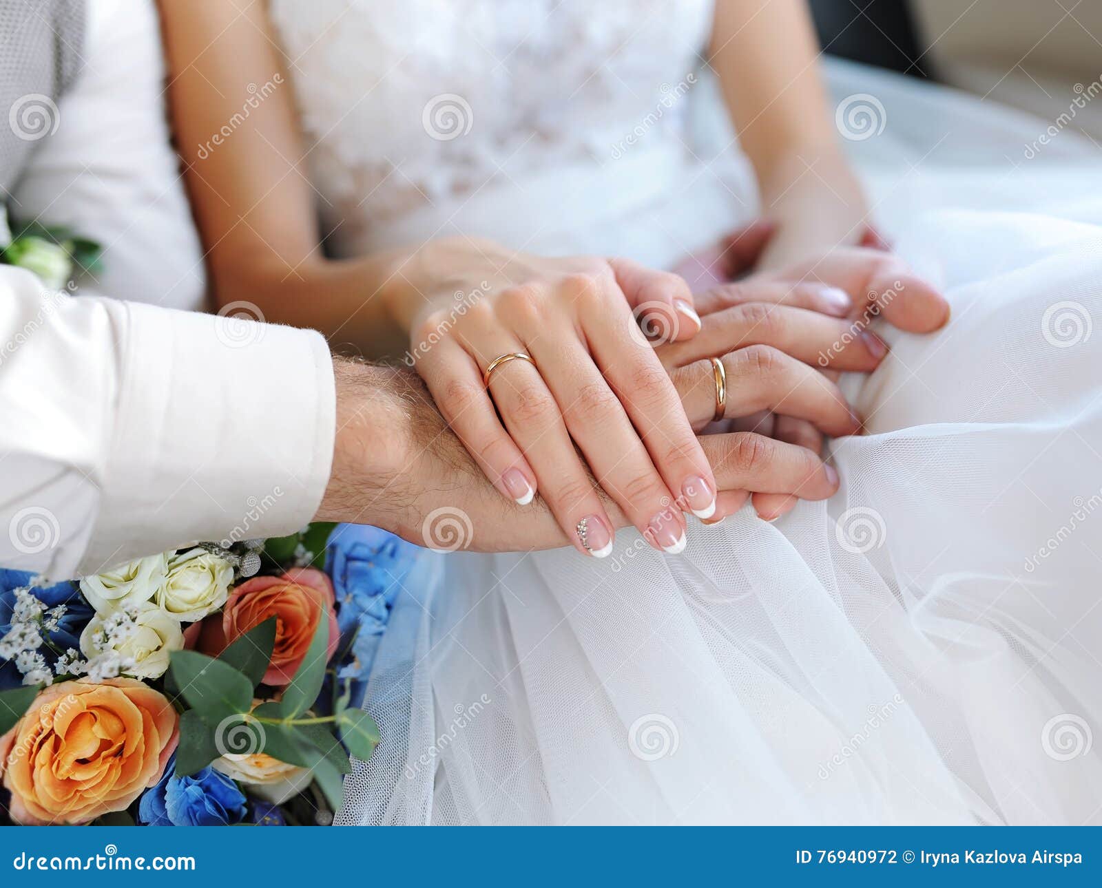 Hands with Rings of a Wedding Couple Stock Photo - Image of caucasian ...