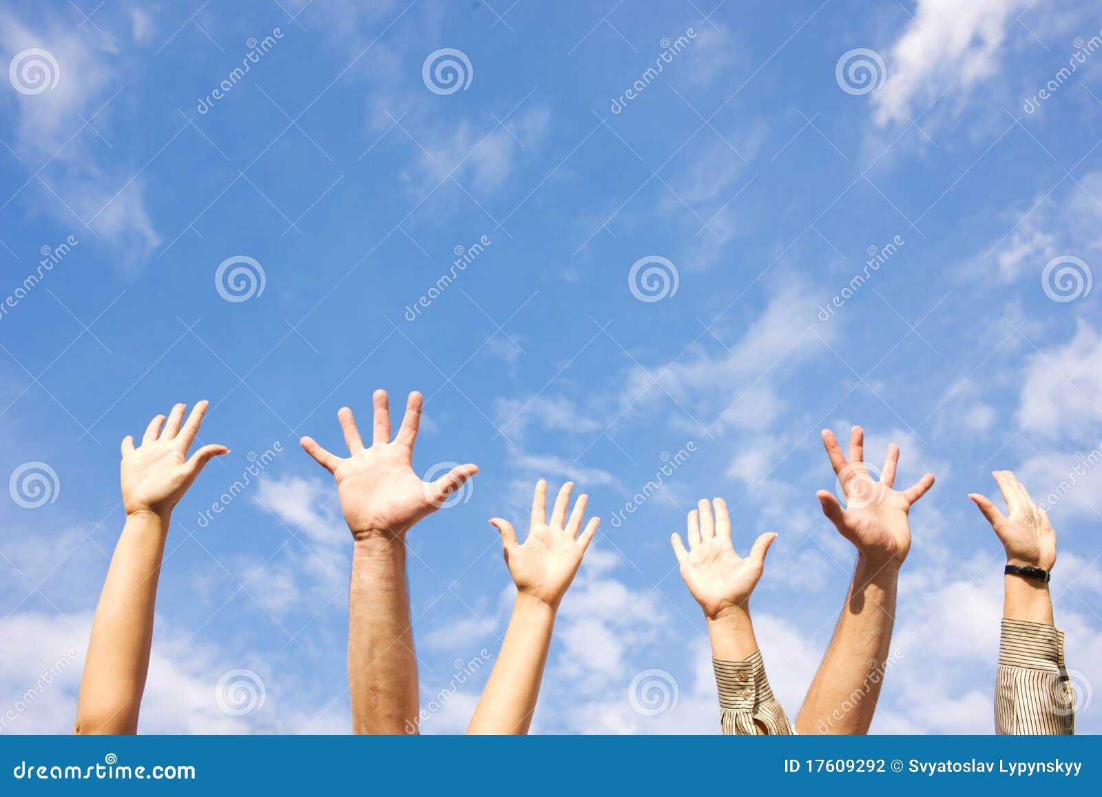 Hands Rised Up in Air Across Sky Stock Photo - Image of faith, light ...