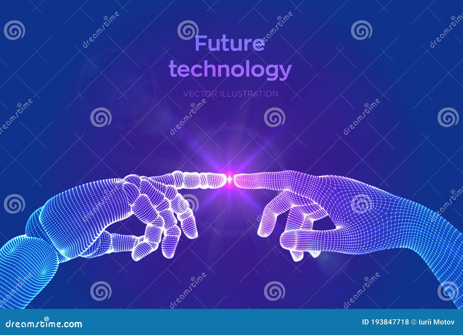 Hands of Robot and Human Touching. Cyborg Finger about To Touch Human ...