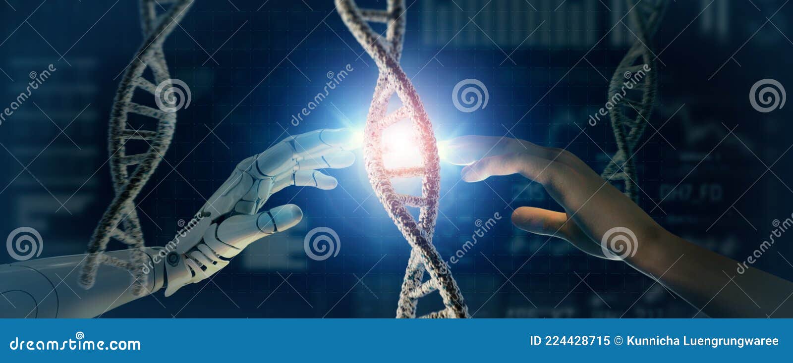 Hands of Robot and Human Touching on DNA Connecting in Virtual ...