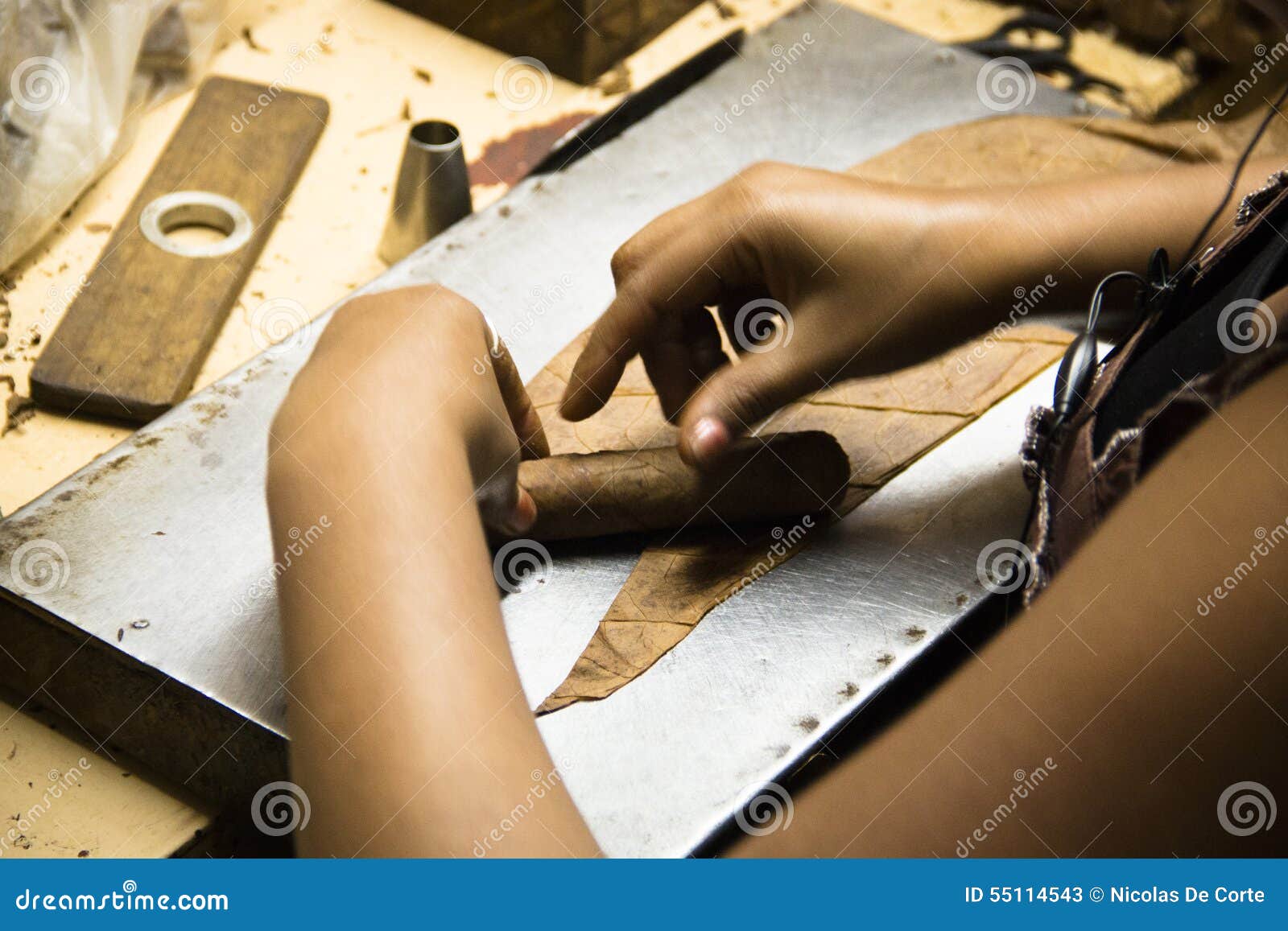 Hands Rolling Cigars in a Factory Stock Image - Image of caribbean ...