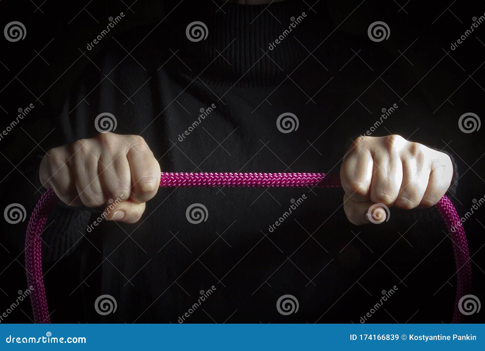 Hands with a rope stock image. Image of cord, woman - 174166839