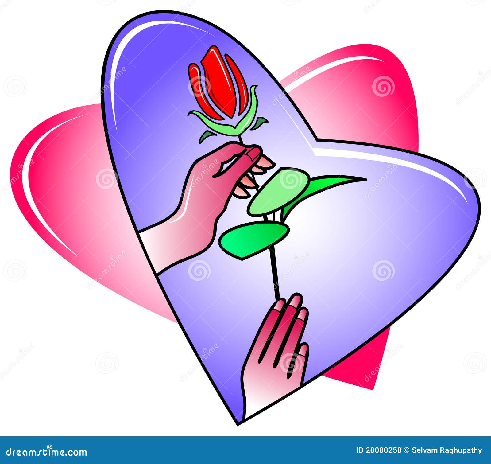 Hands with rose stock vector. Illustration of logo, engaged - 20000258