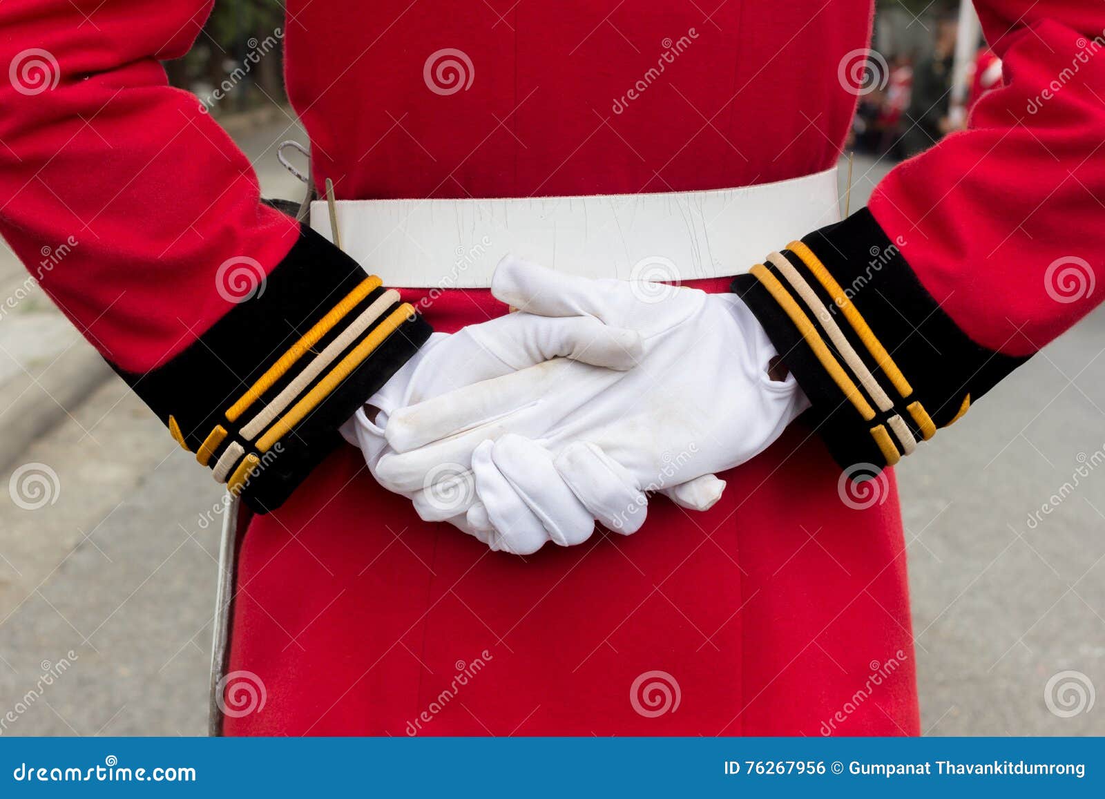 Hands of a Royal Guard Wearing White Gloves. Stock Photo - Image of ...