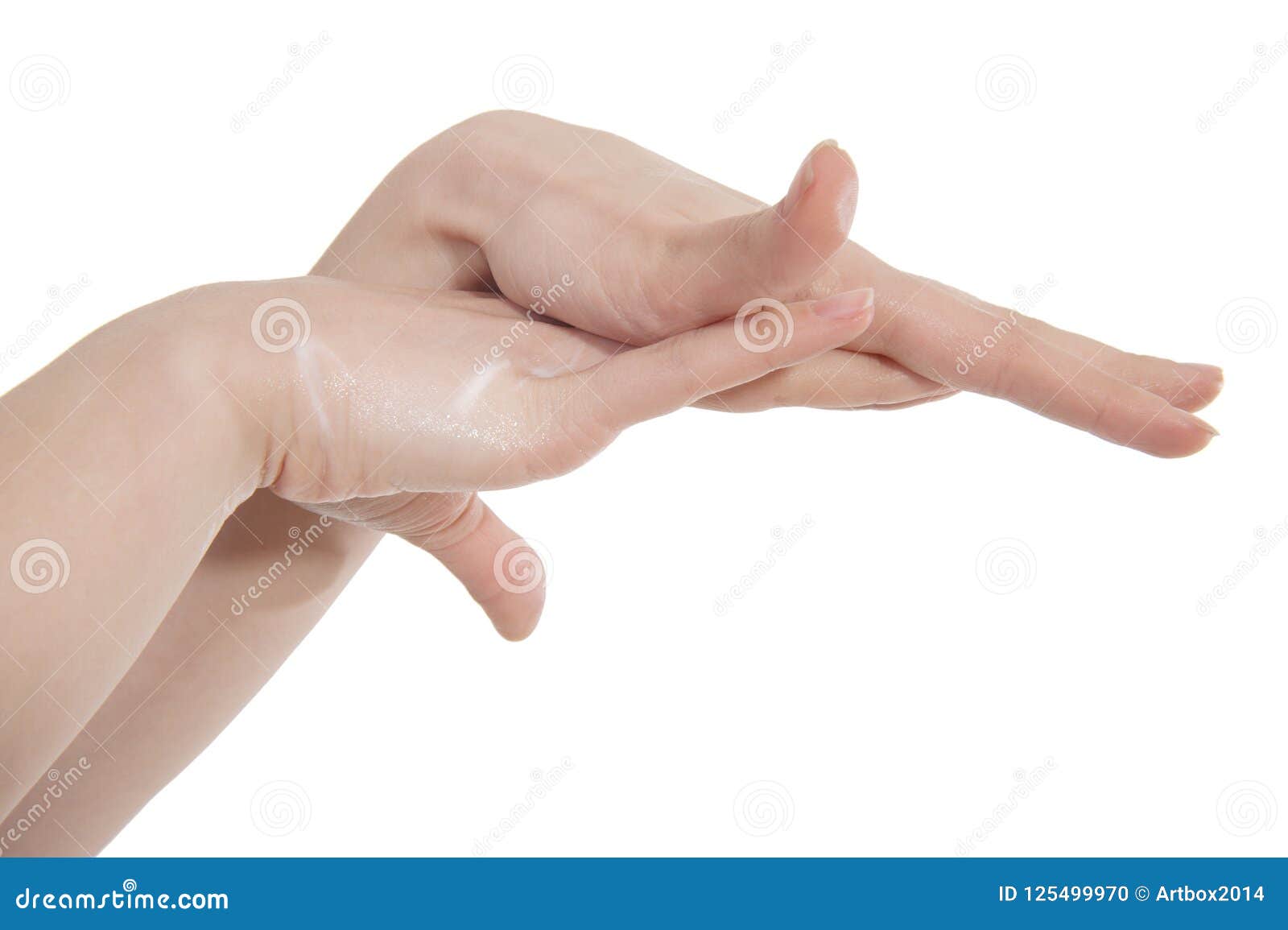 Hands rubbed cream stock photo. Image of fingernail - 125499970