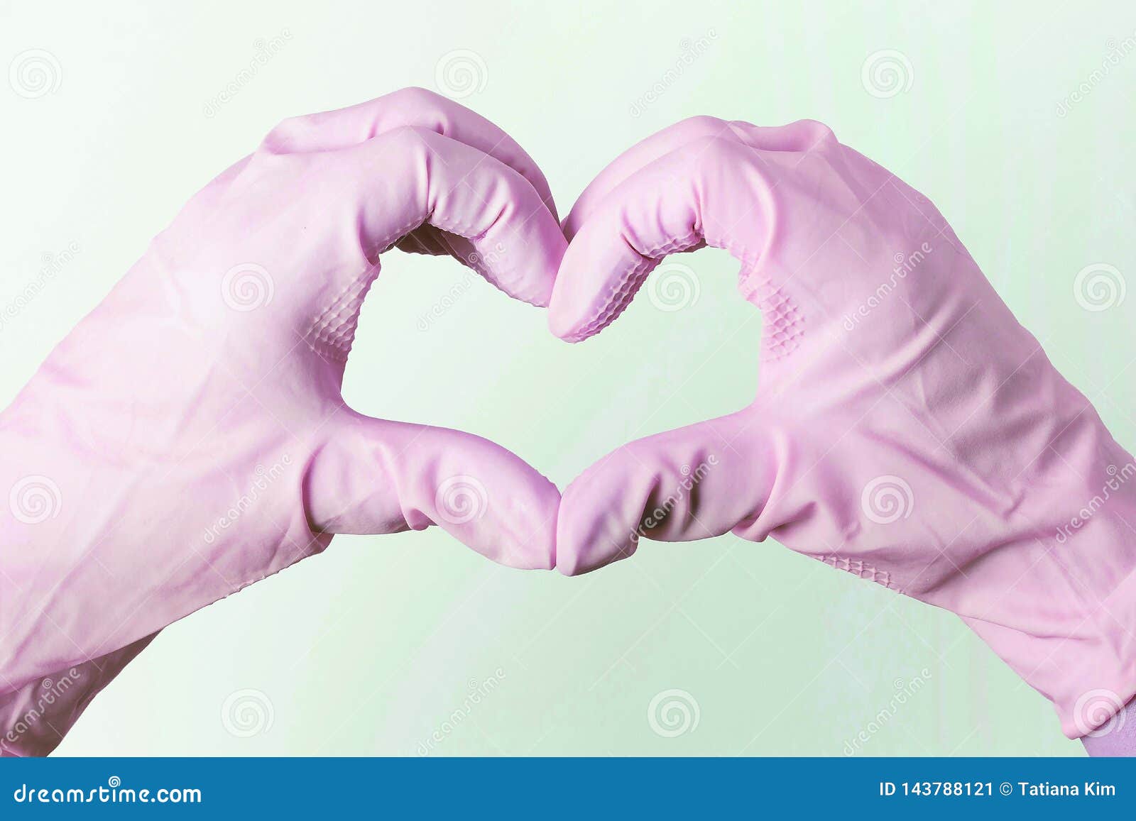 Hands in Rubber Gloves in the Shape of a Heart on a White Background ...