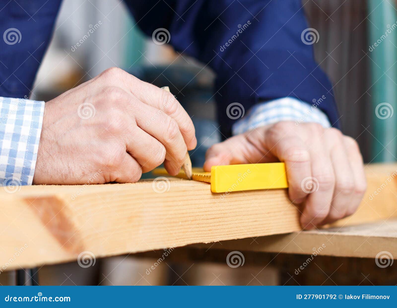 Hands with Ruler Measuring Wooden Detail Stock Photo - Image of concept ...