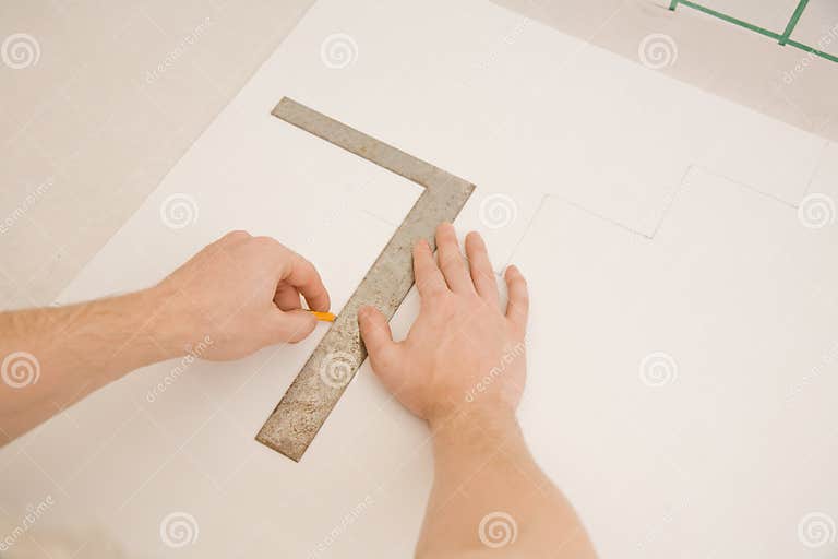 Hands with ruler and pen stock image. Image of occupation - 12895747