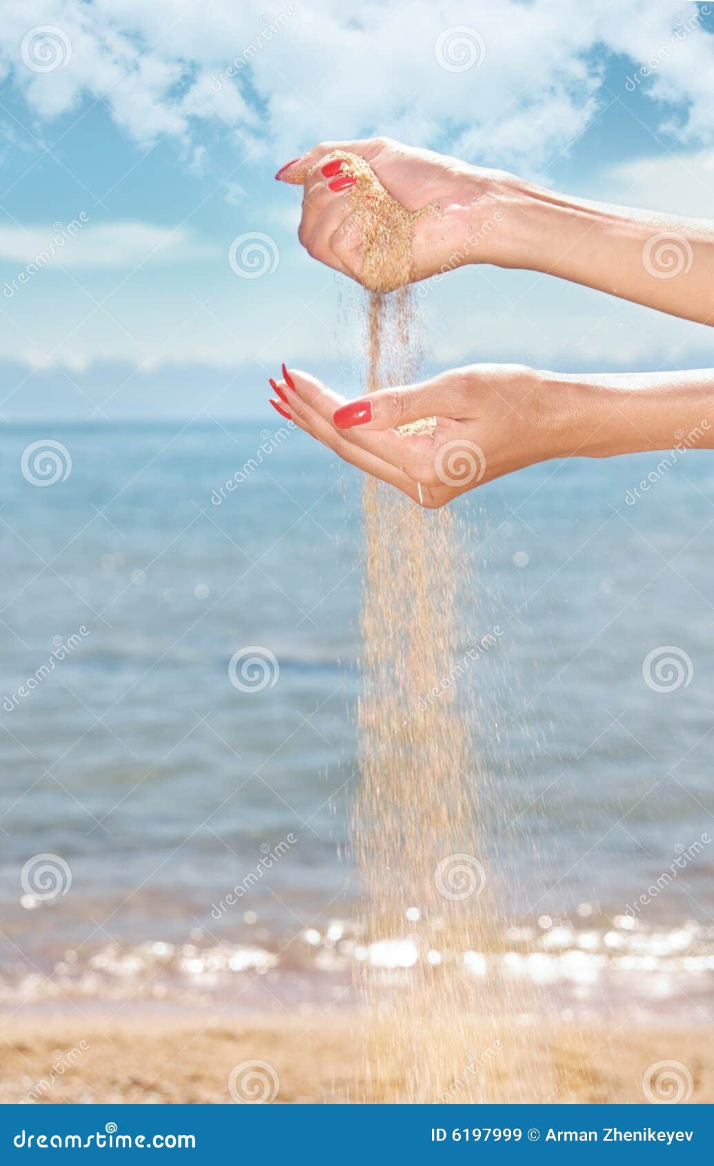 Hands and Sand on the Beach Stock Image - Image of concept, beauty: 6197999