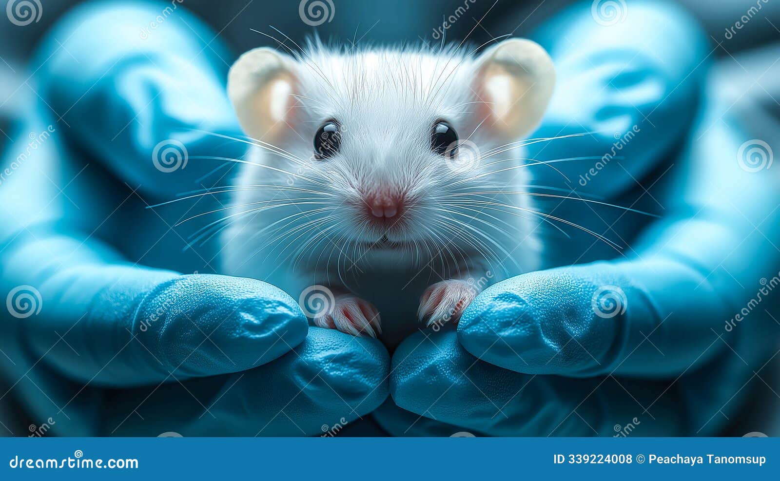 Hands of Scientist Gently Holds a Mouse for an Experiment in a ...
