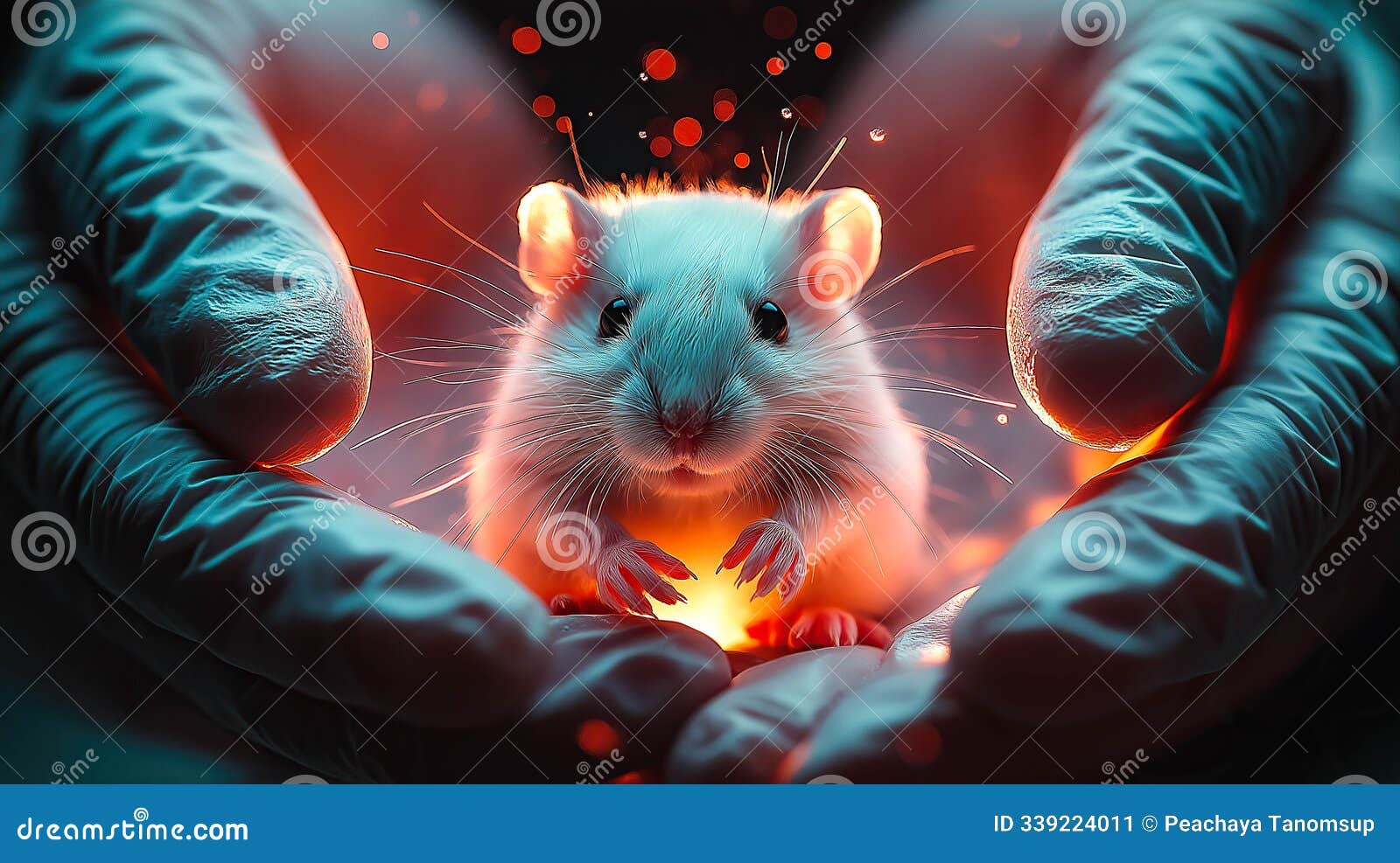 Hands of Scientist Gently Holds a Mouse for an Experiment in a ...