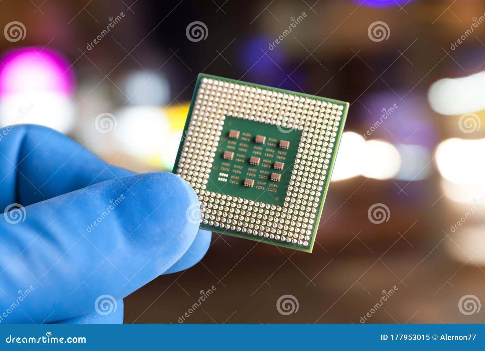 The Hands of the Scientist Hold the Processor Stock Image - Image of ...