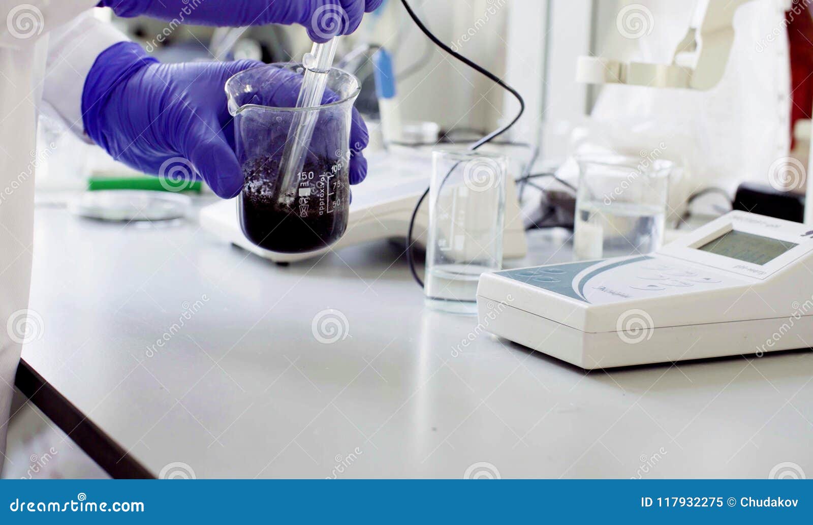 Hands Of A Scientist Measuring PH Of The Sample Stock Image ...