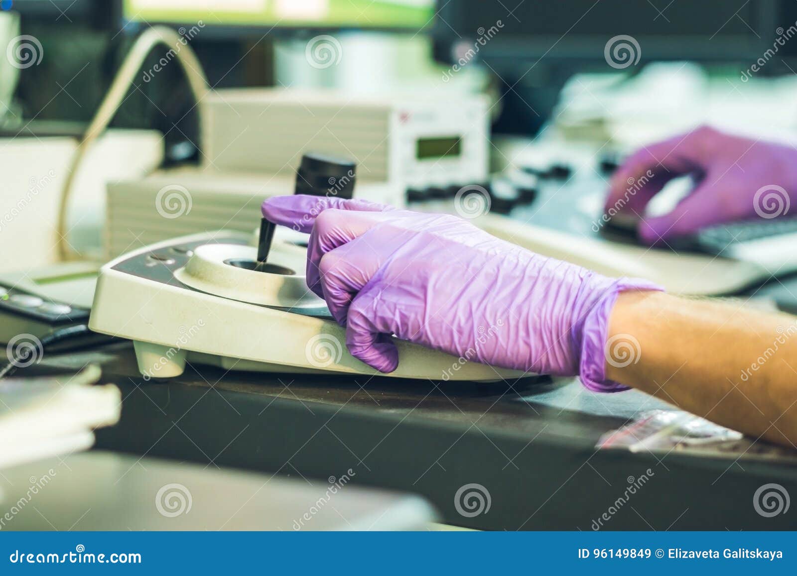 Hands of a Scientist on a Ontrol Panel of an Electron Microscope Stock ...