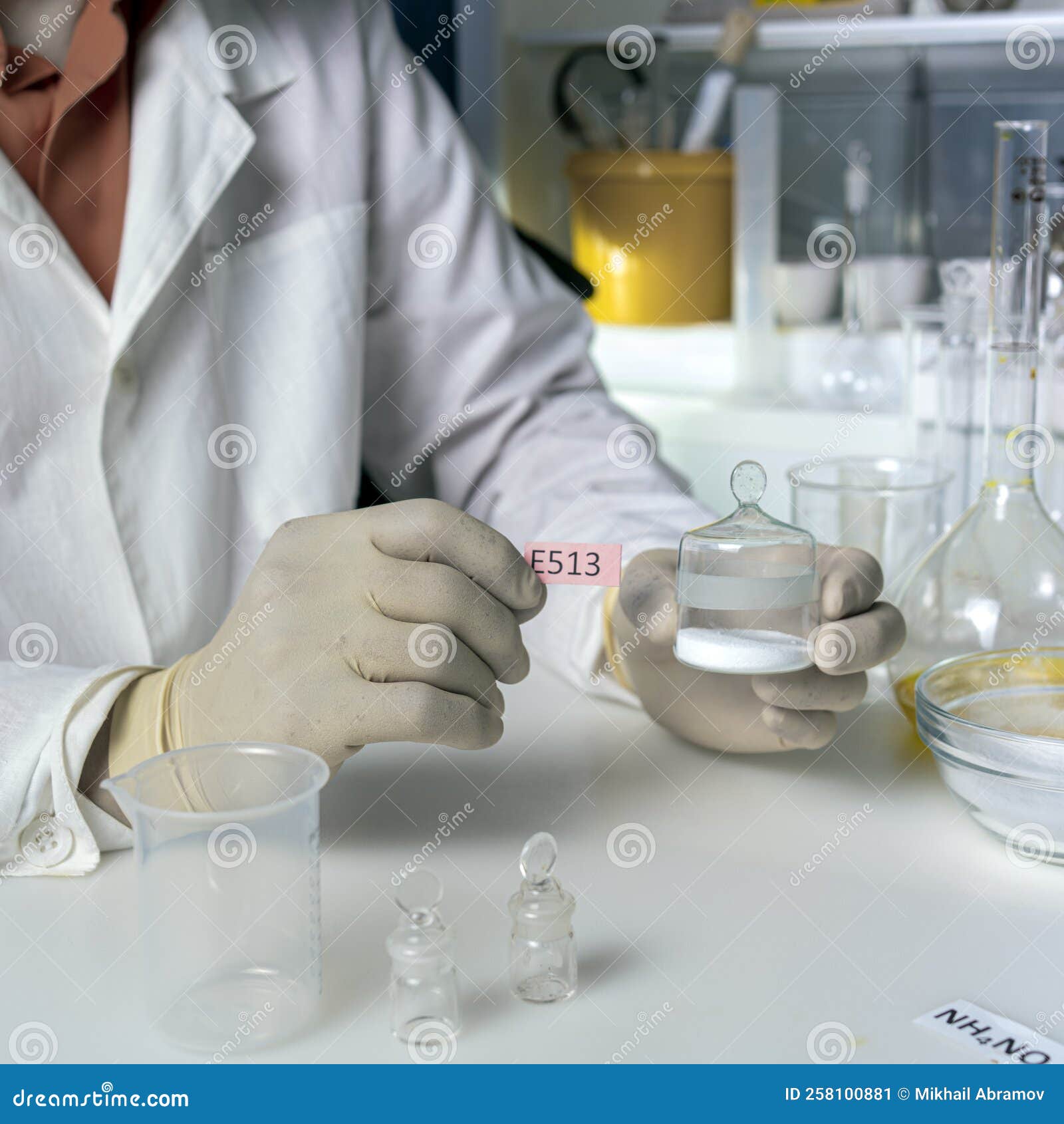 The Hands of a Scientist Working with Laboratory Samples of Nutritional ...