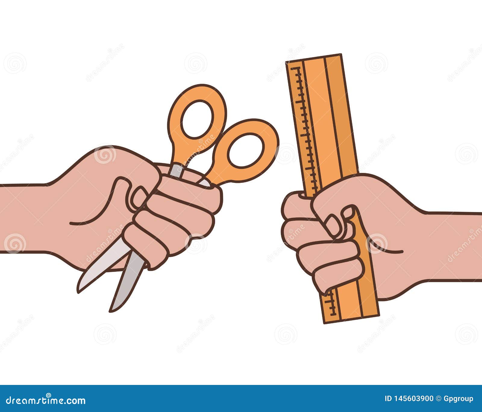 Hands with Scissors and Ruler Icon Stock Vector - Illustration of ...