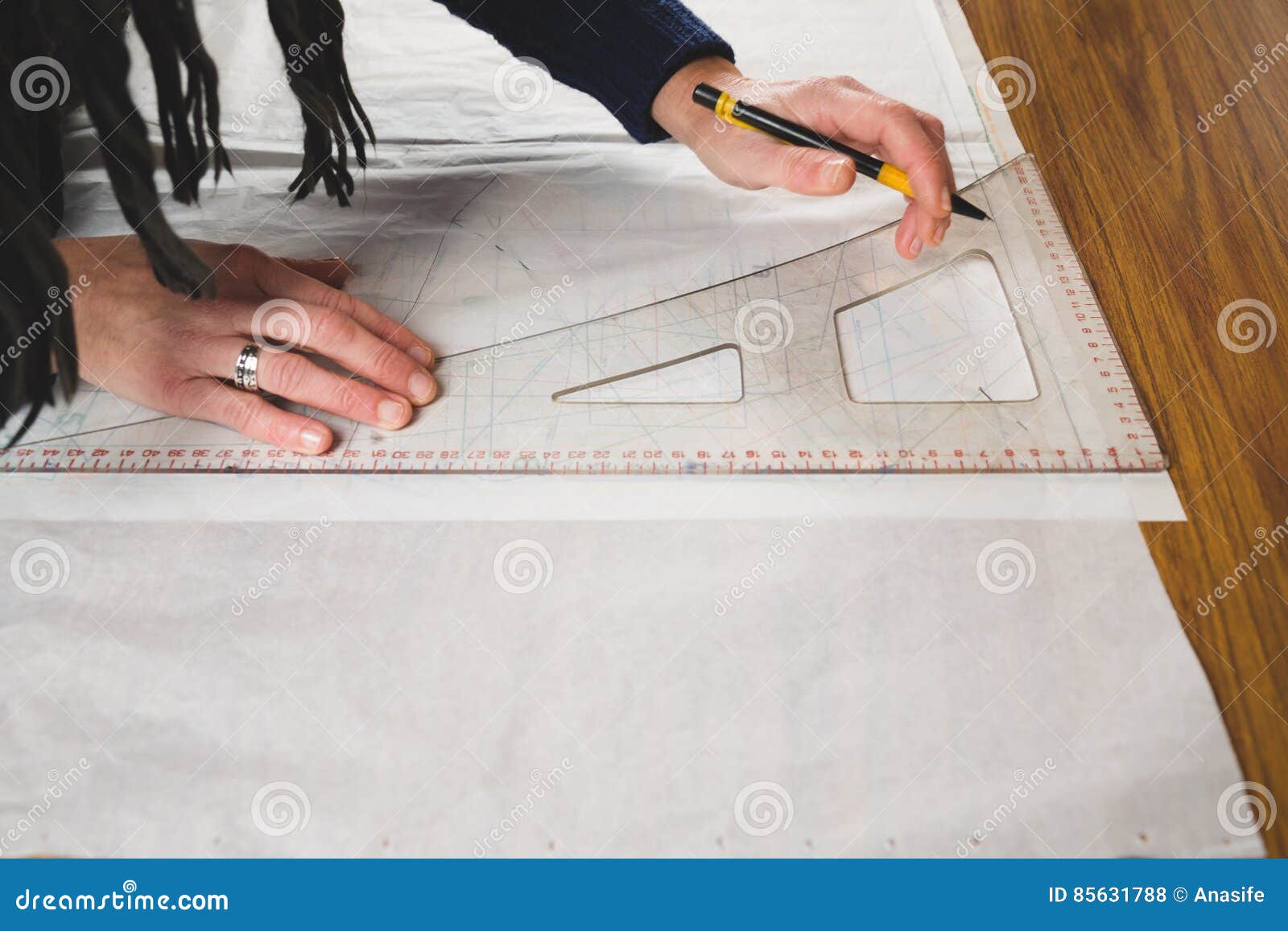 Hands of Seamstress Drawing Templates Stock Photo - Image of designer ...