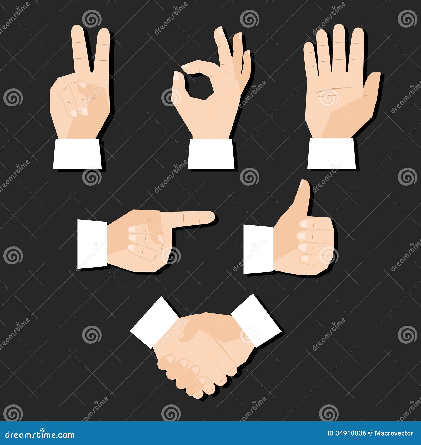 Hands set stock vector. Illustration of icon, isolated - 34910036
