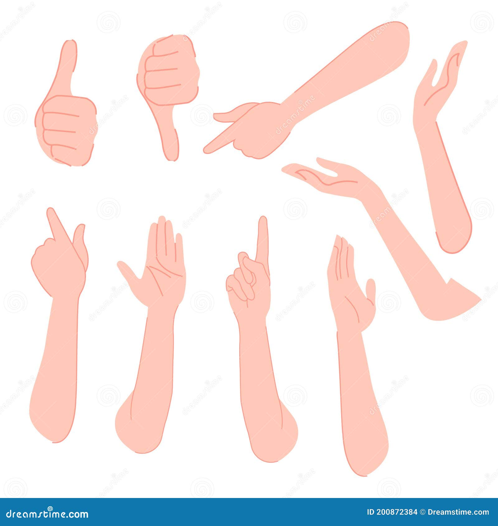 Hands Set Vector Illustration Cartoon Flat Design Stock Vector ...