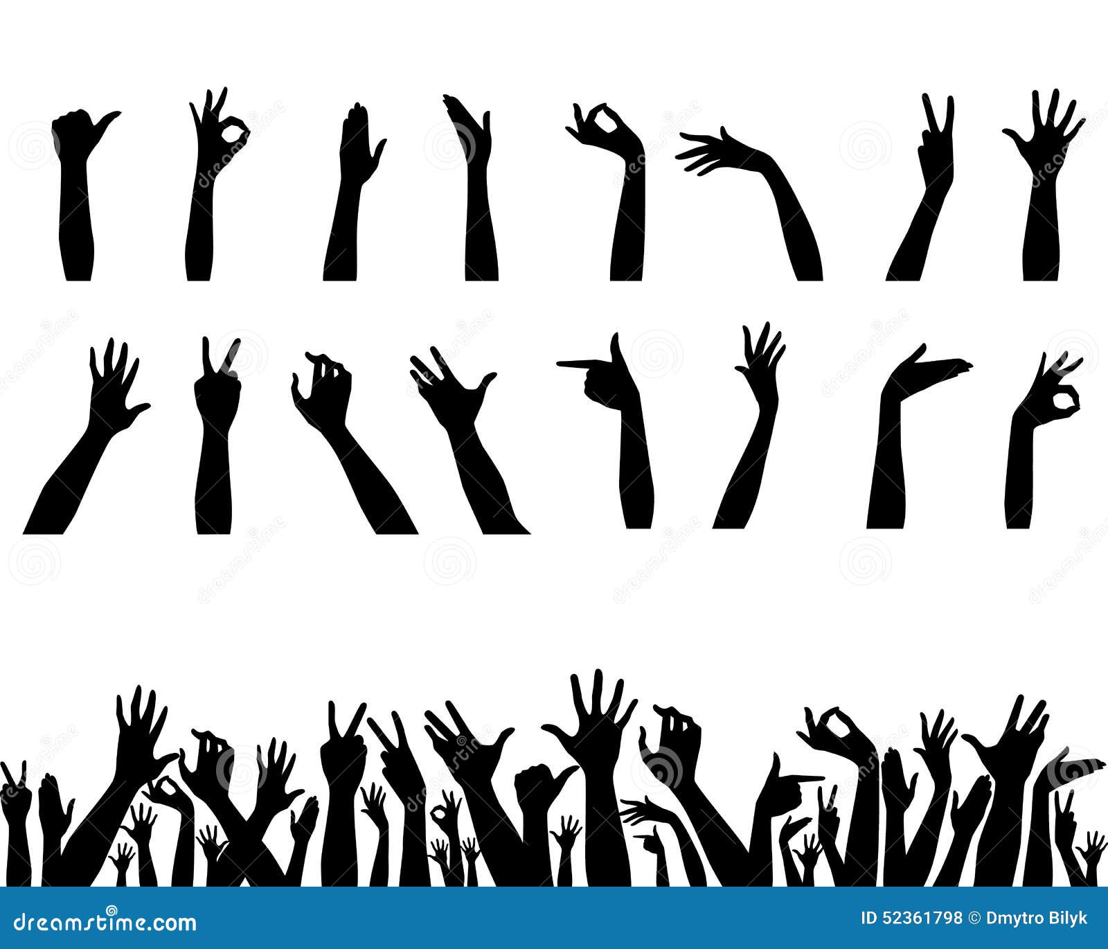 Hands set on white stock vector. Illustration of friendship - 52361798