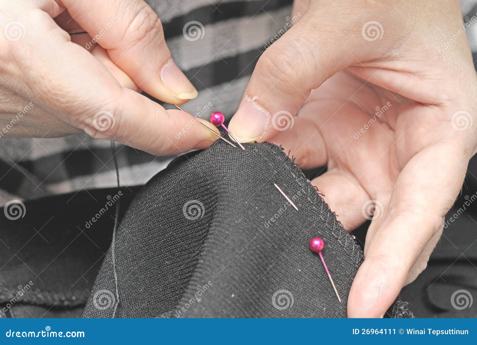 Hands sewing stock image. Image of finger, craft, human - 26964111