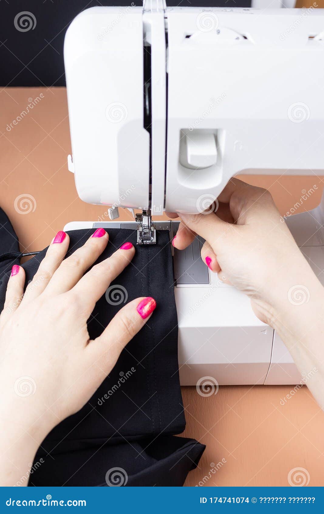 Hands on the Sewing Machine Stock Photo - Image of needle, action ...