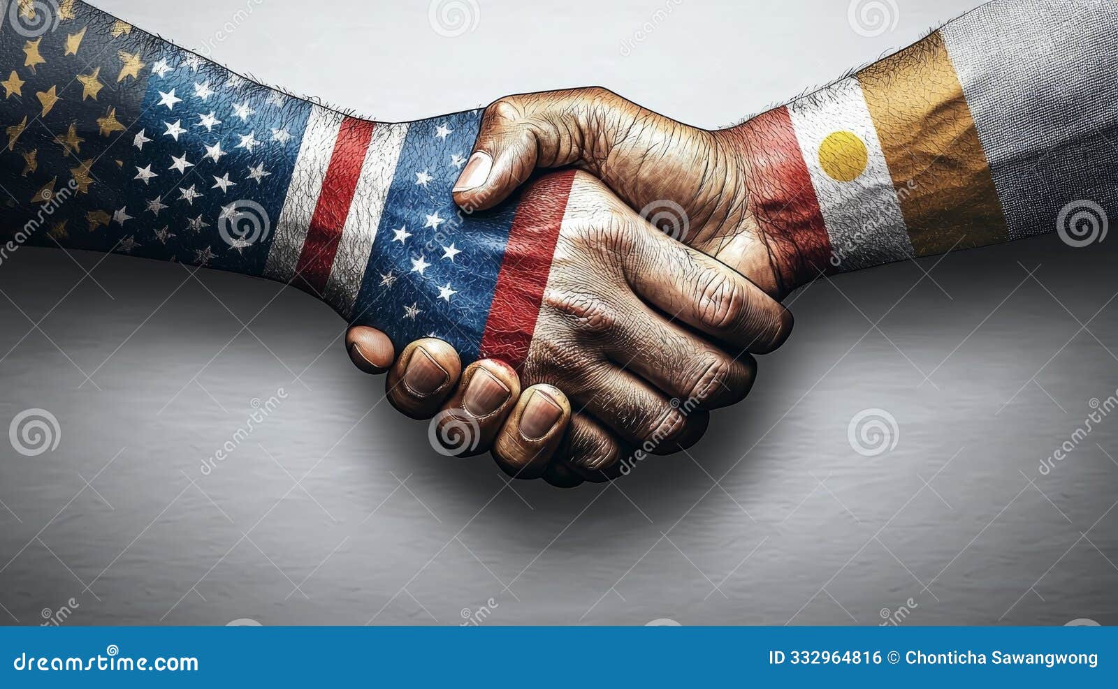 Hands Shaking with Painted Flags Representing Unity and Collaboration ...