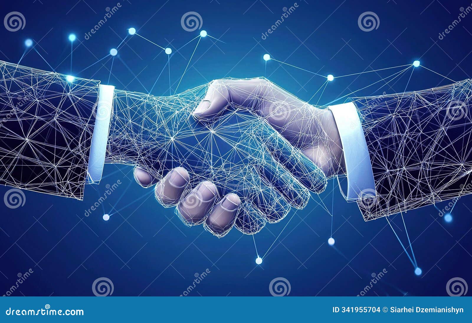 Hands Shaking To Symbolize Collaboration and Partnership in a Digital ...